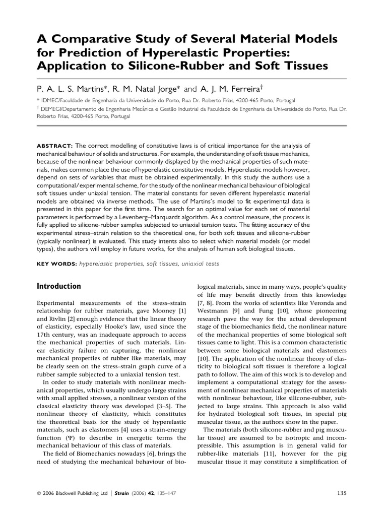Hyperelastic Material Models Comparison | PDF | Soft Tissue ...