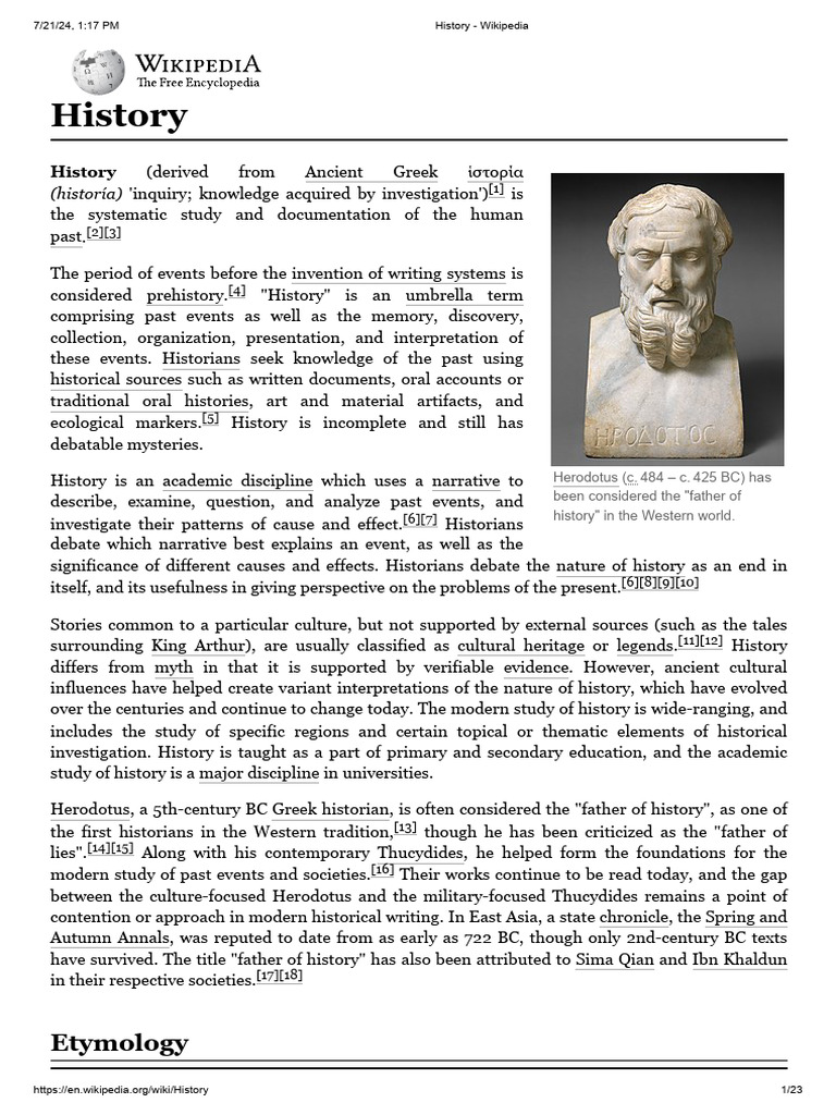 History - Wikipedia | PDF | Social History | Historian