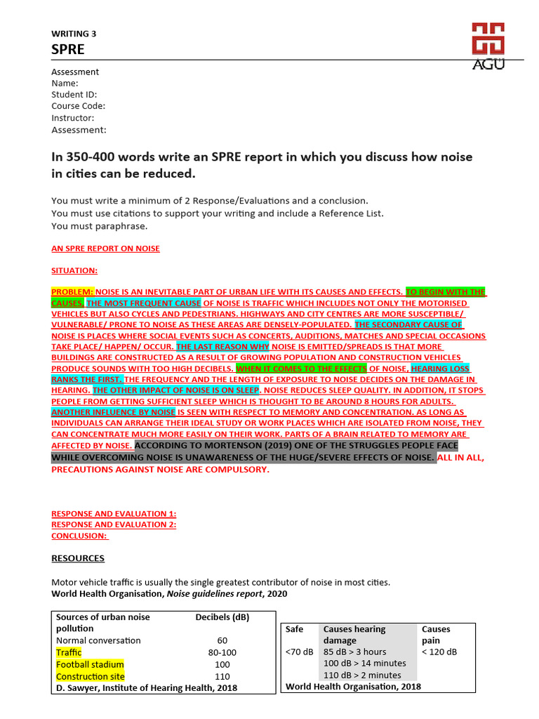 12.07.2024 WX ONLY THE PROBLEM SECTION WITH CAUSES AND EFFECTS W3 - A3 - Noise in Cities | PDF ...