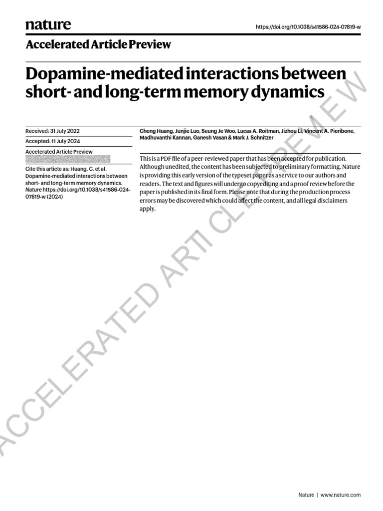 s41586 024 07819 W - Reference | PDF | Synaptic Plasticity | Memory