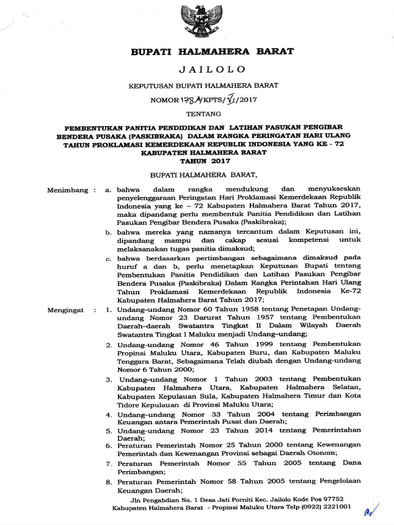Pembentukan Panitia Pendidikan Dan Latihan Pasukan Pengibar Bendera ...