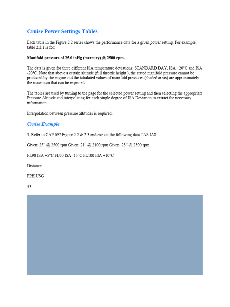 Cruise Power Settings Tables | PDF
