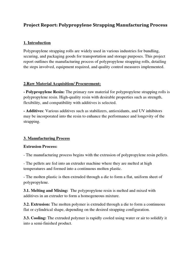 Project Report PP Strapping | PDF | Extrusion | Sheet Metal