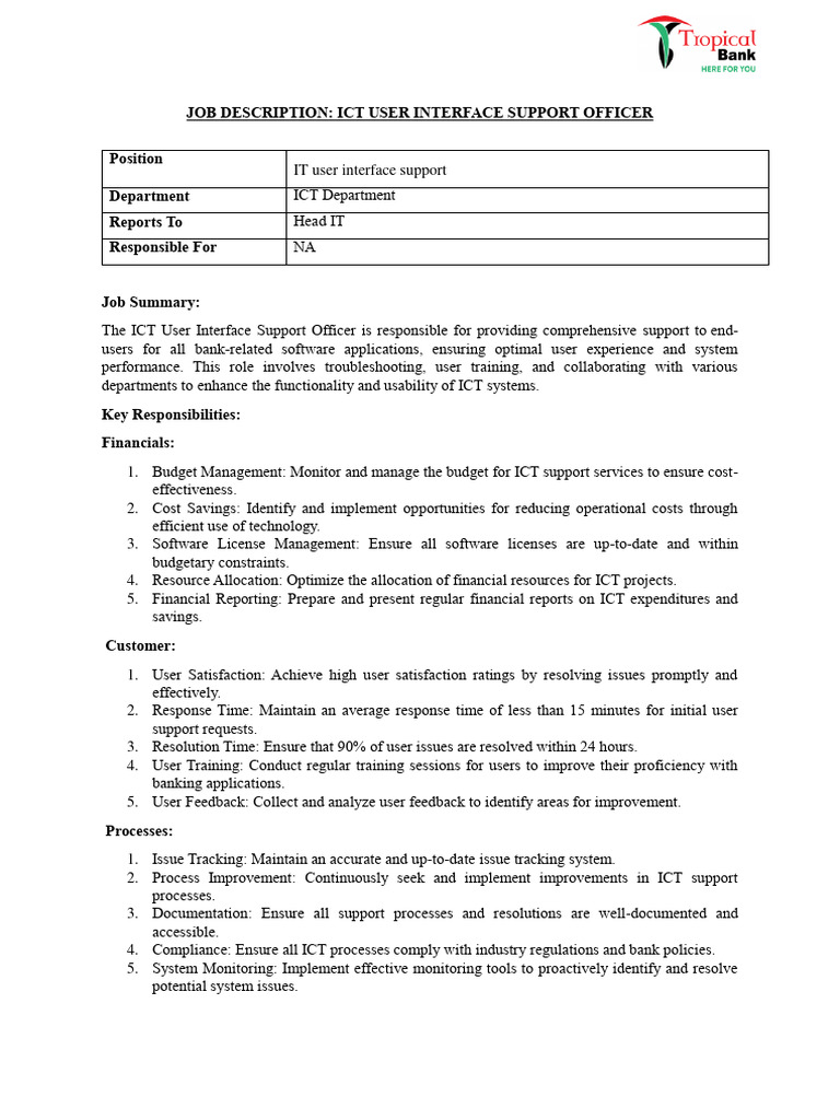 JD Officer Ict User Interface Support 2024 | PDF | Information And ...