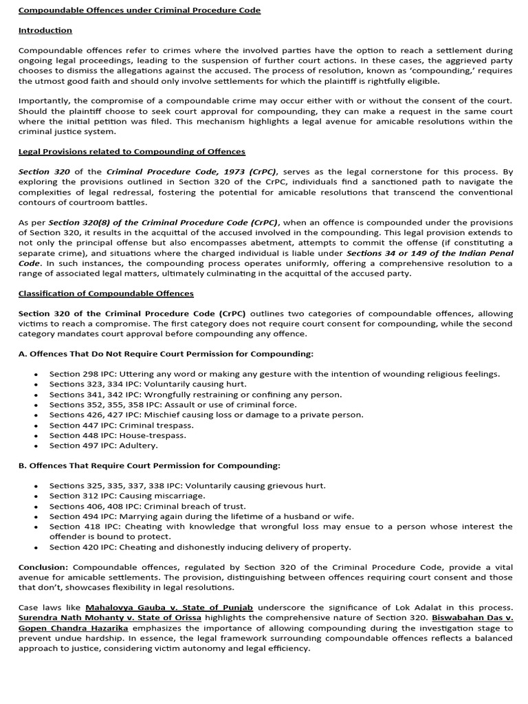 Compoundable Offences | PDF | Crimes | Crime & Violence