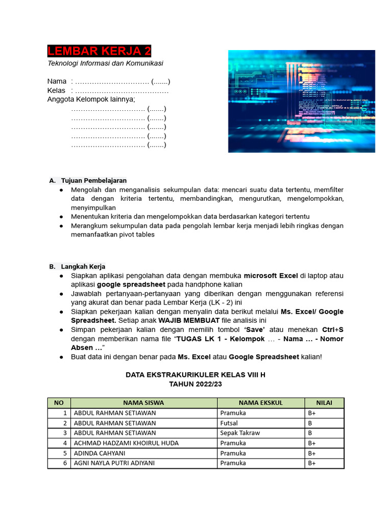 LEMBAR KERJA 2 TIK - 2024 | PDF