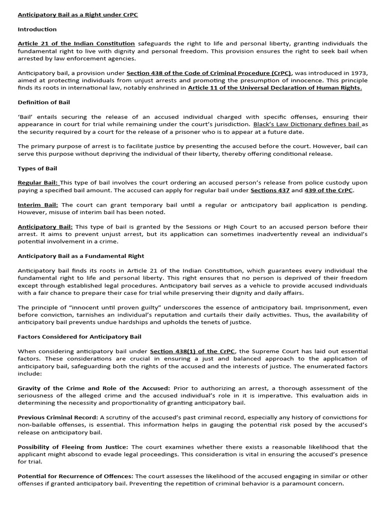 ANTICIPATORY BAIL | PDF | Bail | Arrest