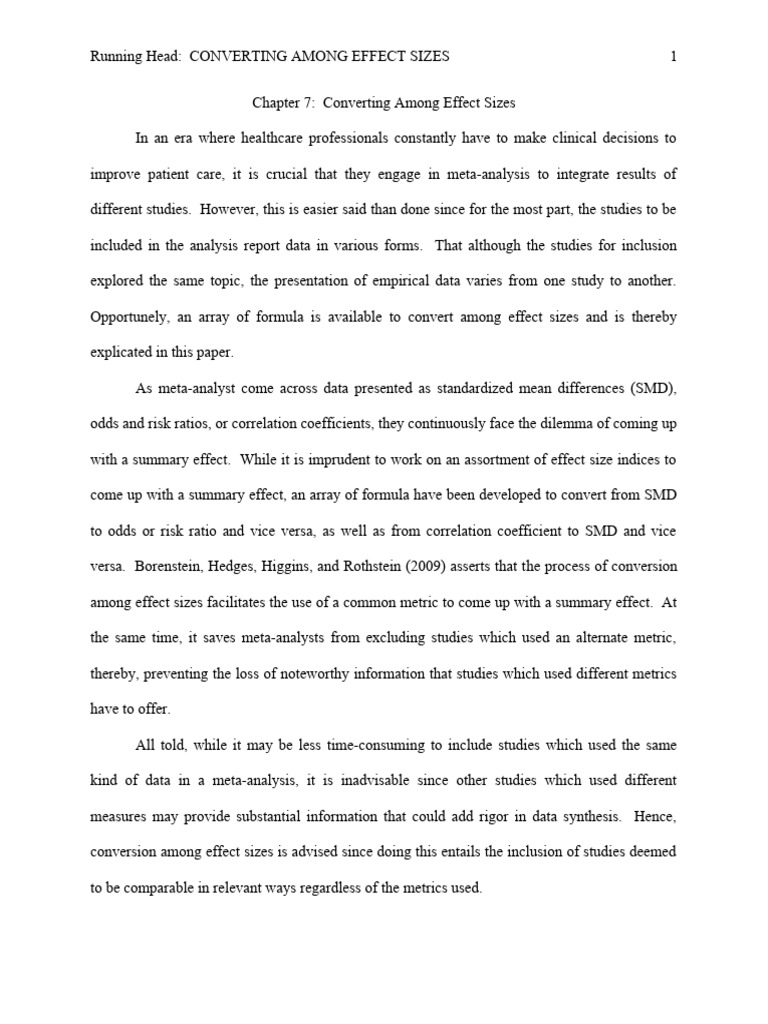 Converting Among Effect Sizes | PDF | Career & Growth | Science & Mathematics