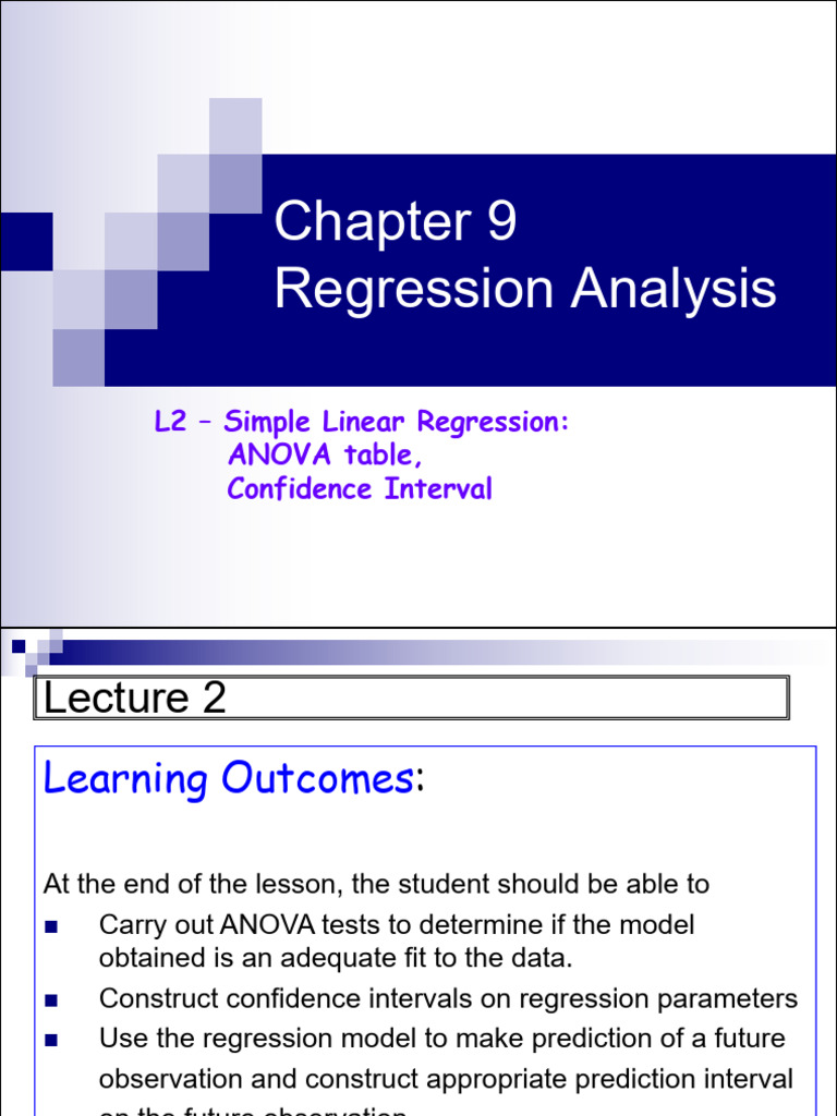 Chapter 9 - Simple Regression Analysis - L2 - Jan 2024 | PDF | Analysis Of Variance | Regression ...