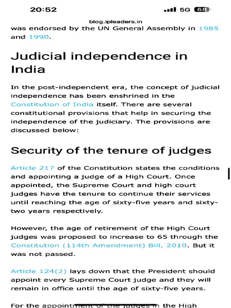 independence of judiciary | Download Free PDF | Supreme Court Of India ...