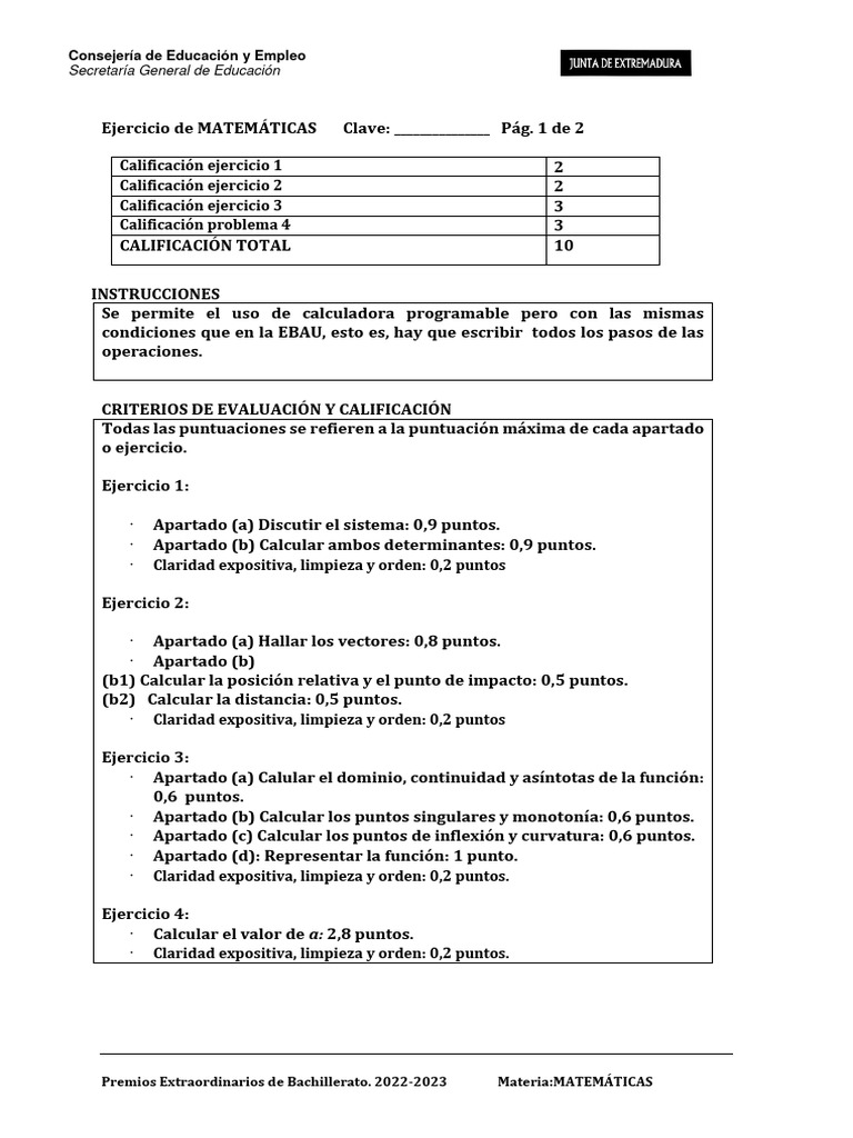 Prueba Matemáticas II | PDF | Determinante | Geometría