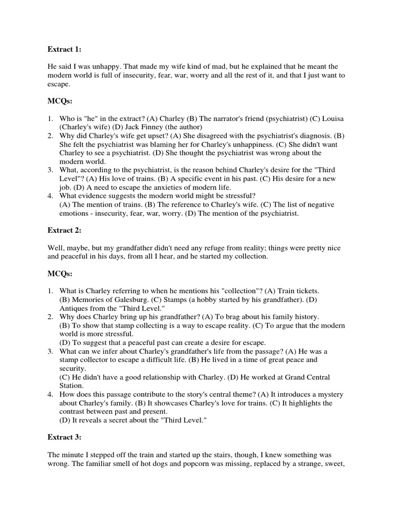 The Third Level Extract M CBQ Print | PDF