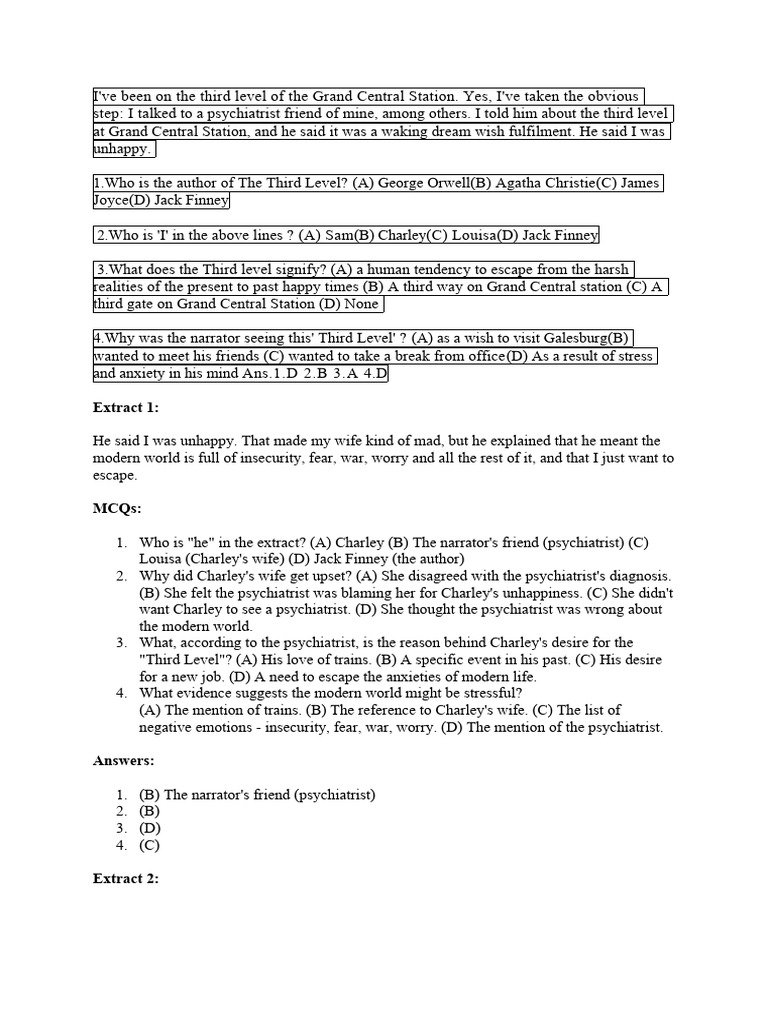 The Third Level Extract + CBQ | PDF | Young Adult