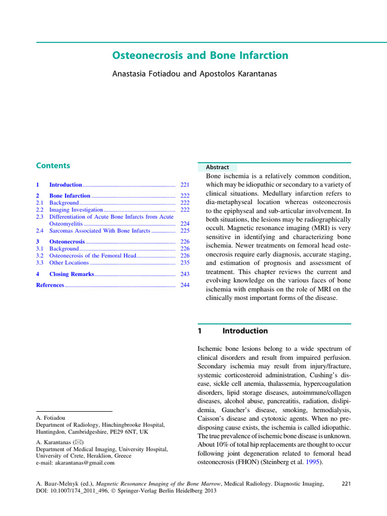 OSteonecrosis vs bone infarct | PDF | Magnetic Resonance Imaging | Sarcoma