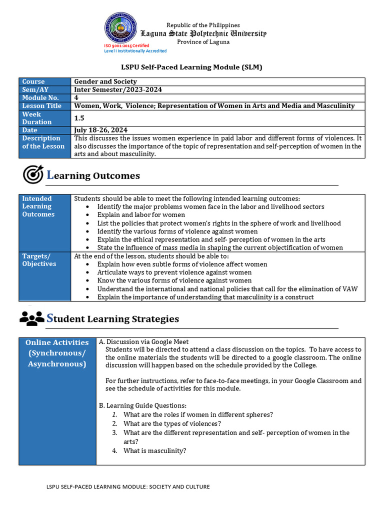 Women's Work and Violence Module | PDF | Sexual Harassment | Domestic ...