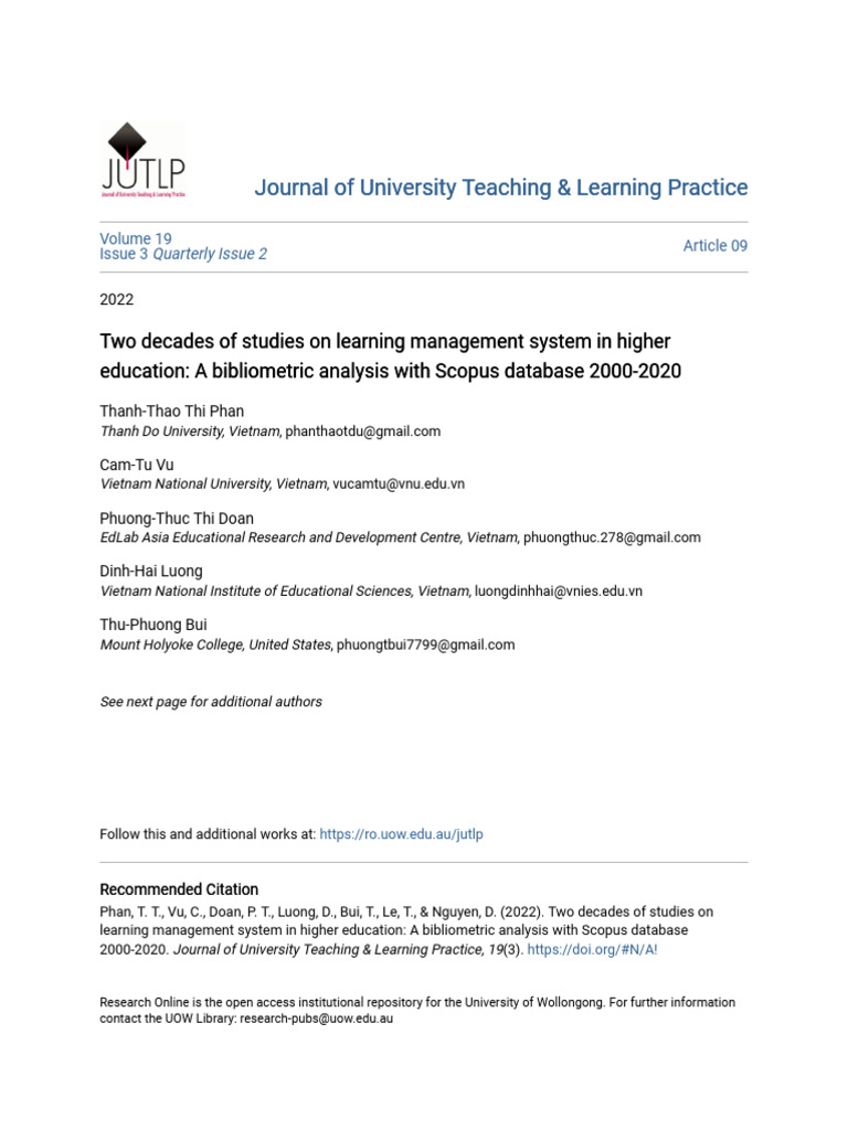 Two decades of studies on learning management system in higher education | Download Free PDF ...