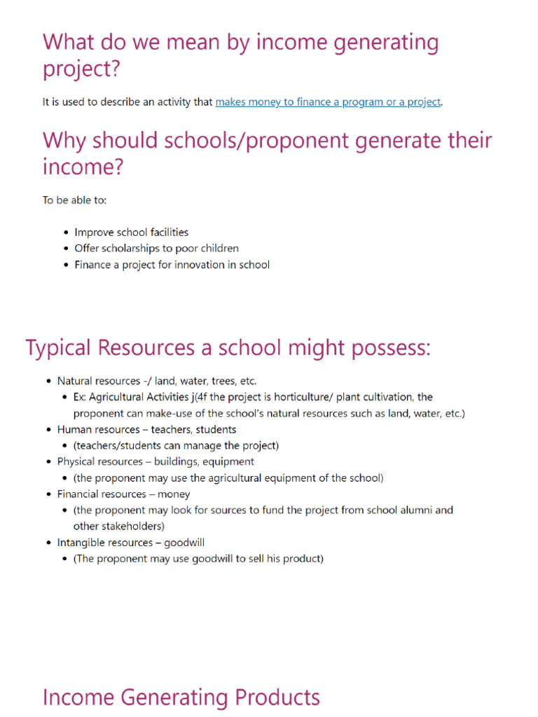 WHAT IS Income Generating Project | PDF