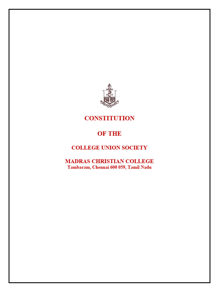 MCC College Union Society Constitution | PDF | Presidents Of The United ...