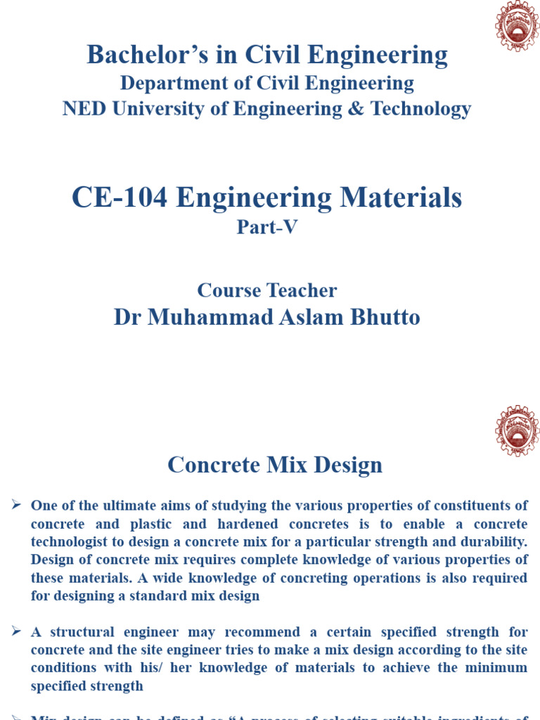 P5 of CE-104 Eng Mat (Concrete Mix Design) | PDF | Concrete | Standard Deviation