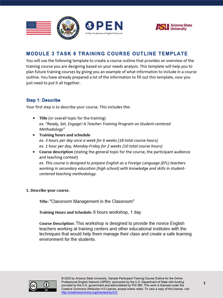 Sample Participant - Training Course Outline | PDF | Educational ...