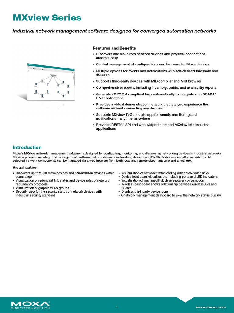 Moxa Mxview Series Datasheet v2.2 | PDF | Computer Network | Scada