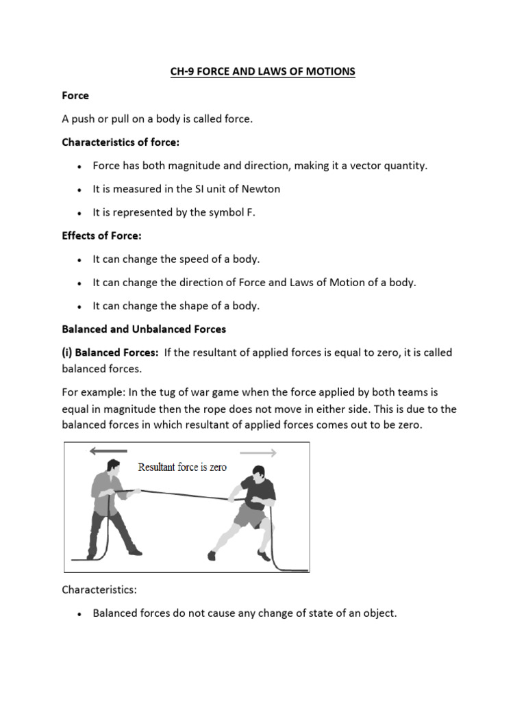 CH-9 - Force and Laws of Motions-1 | PDF | Force | Inertia