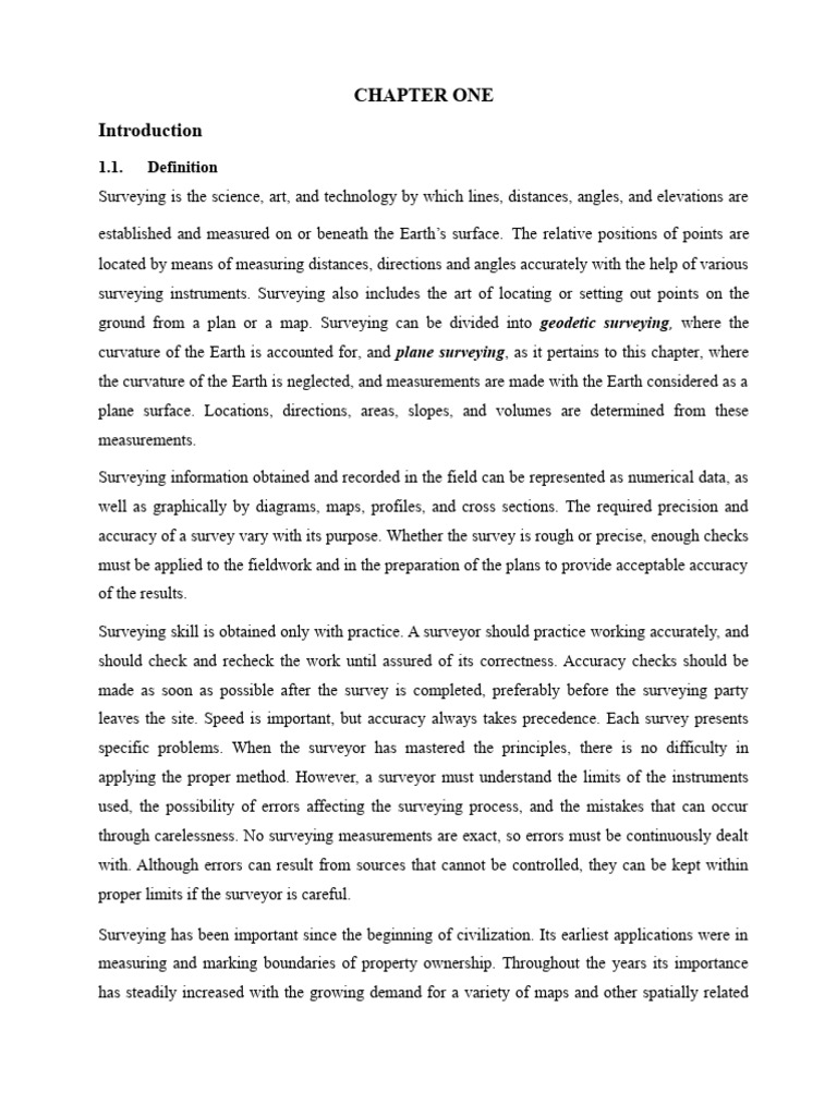 Chapter One Introduction To Surveying | PDF | Surveying | Latitude
