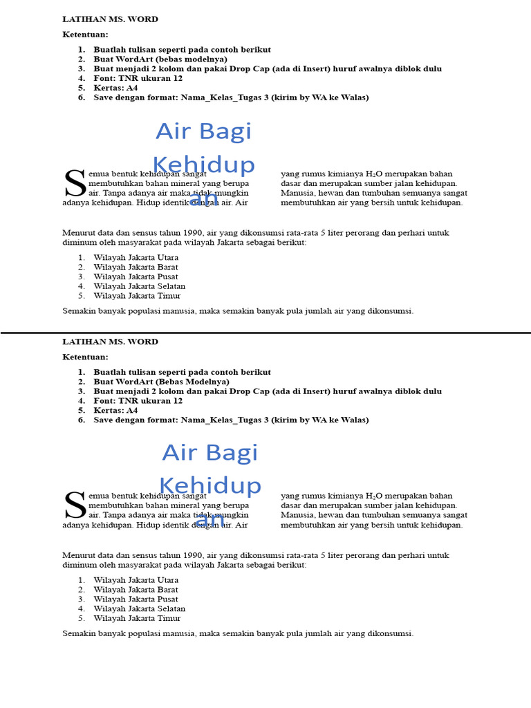 Latihan MS Word 3 | PDF