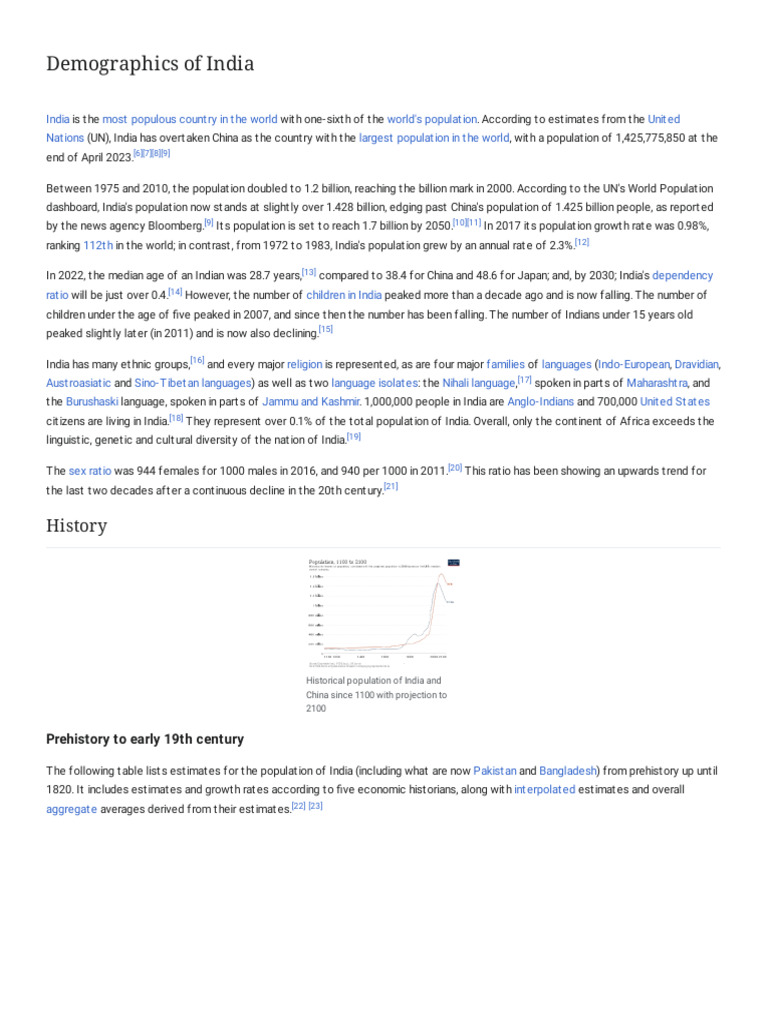 Demographics of India - Wikipedia | PDF | Demographics Of India | South ...