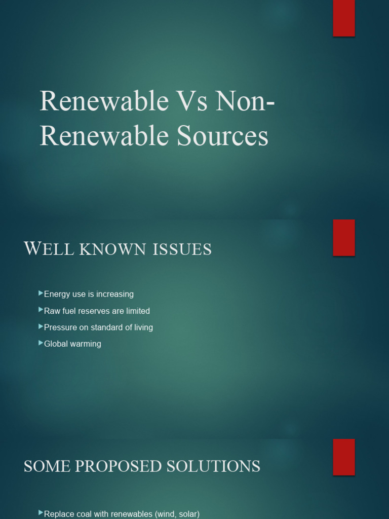 Renewable Vs Non-Renewable Sources | PDF | Energy Development | Fuels