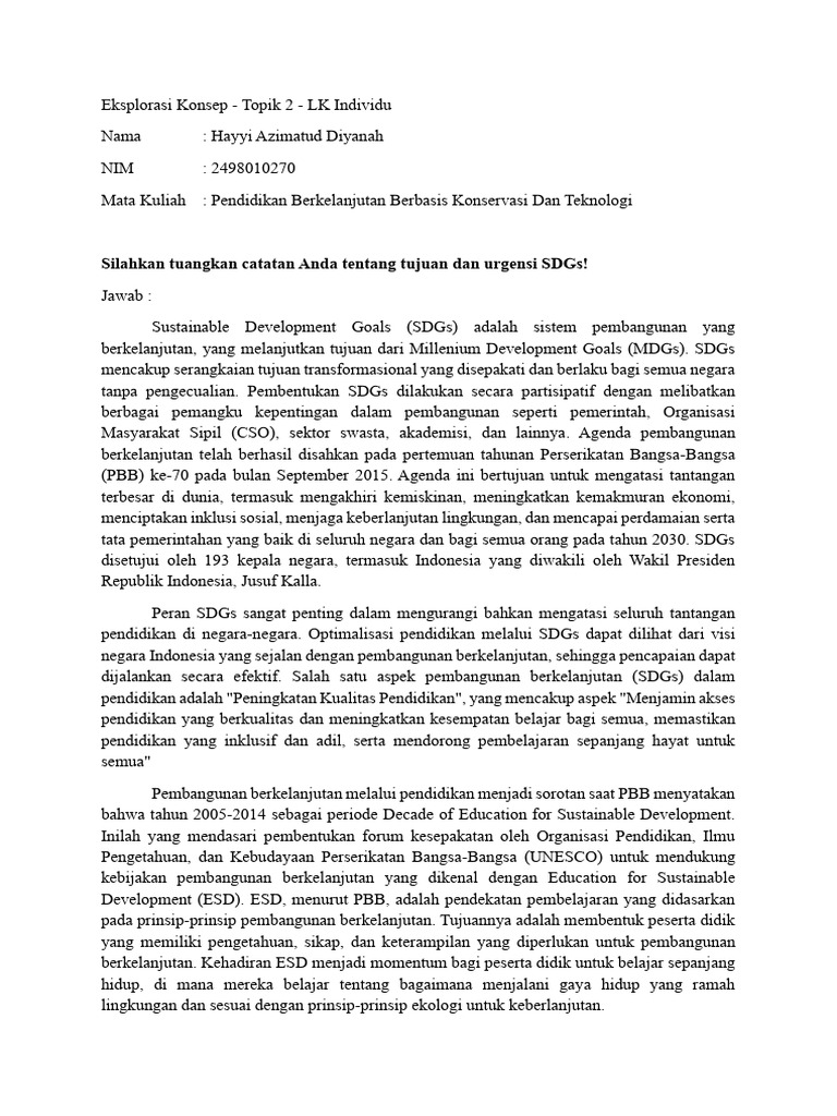 Eksplorasi Konsep - Topik 2 - LK Individu (Hayyi Azimatud Diyanah) | PDF