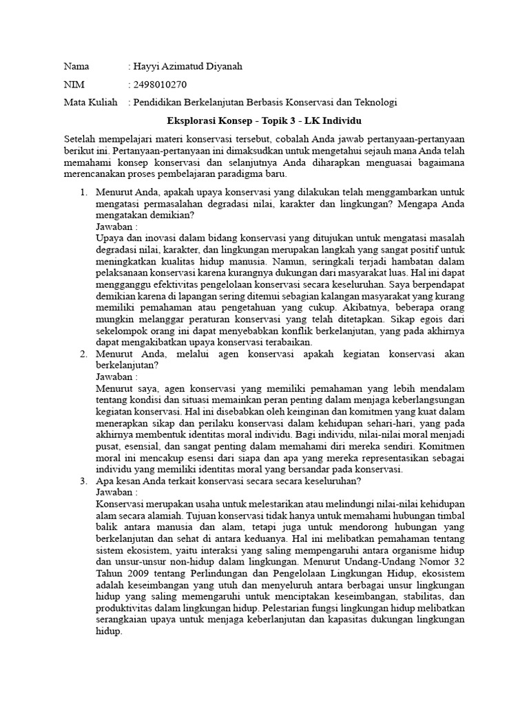 Eksplorasi Konsep - Topik 3 - LK Individu | PDF