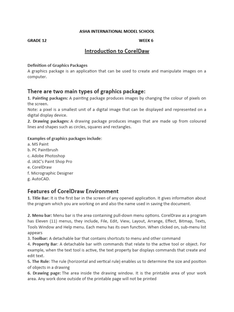 Overview of Drawing Packages in CorelDraw | PDF | Menu (Computing ...