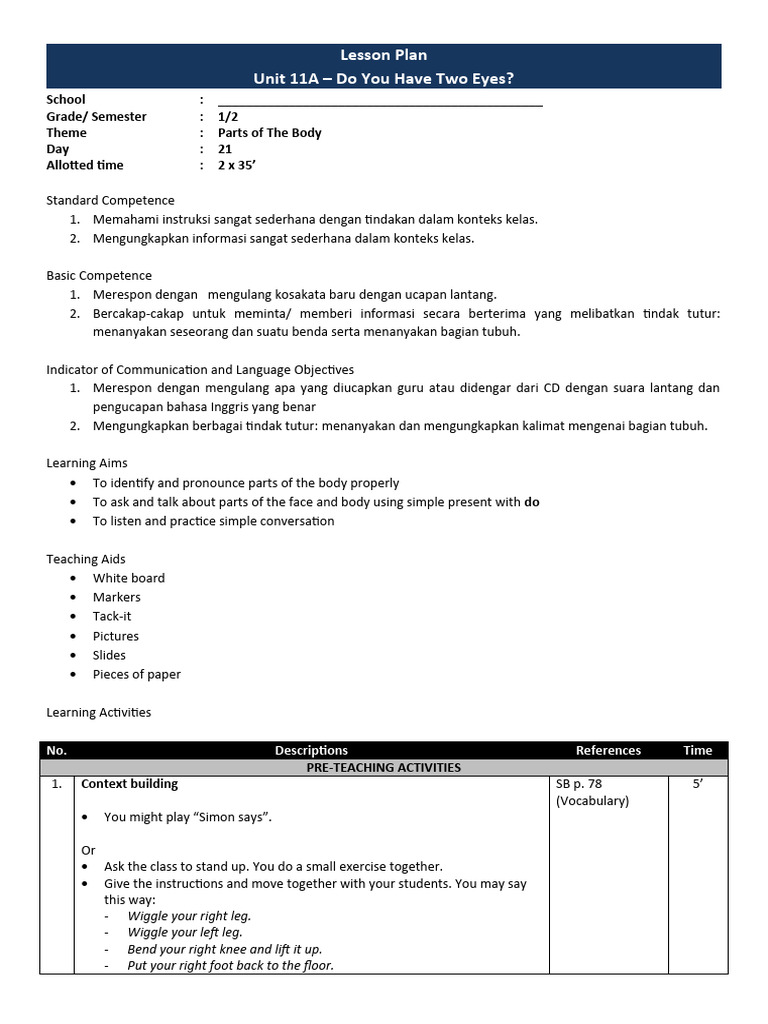 Lesson Plan Unit 11a | PDF | Learning | Human Communication