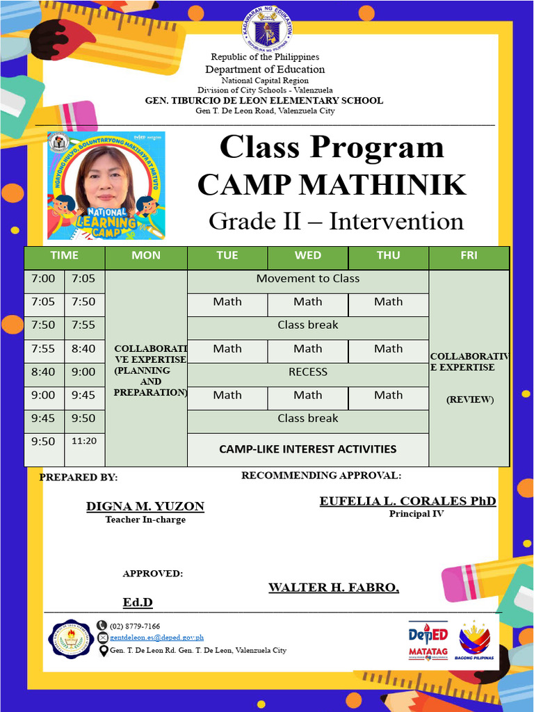NLC Class Program | PDF | Teachers | Lesson Plan