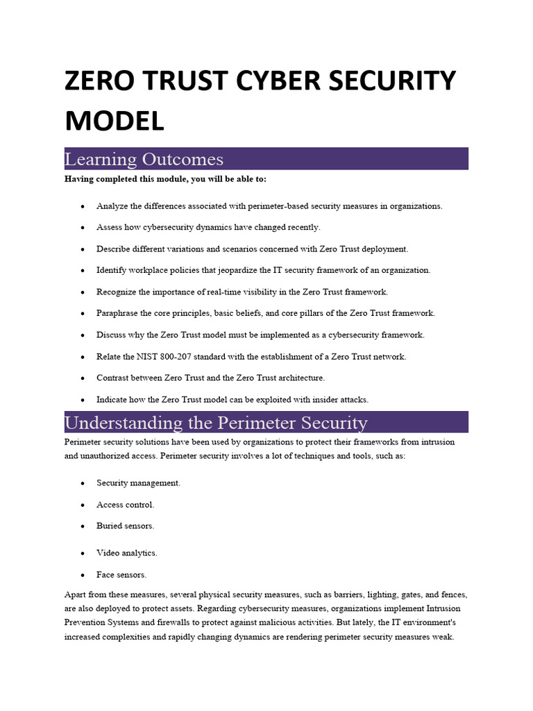 Zero Trust Cyber Security Model | PDF | Security | Computer Security