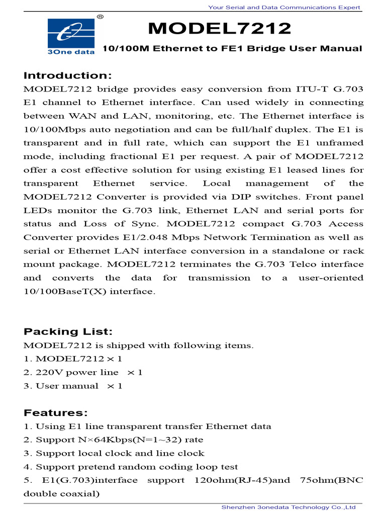 Model7212 Instructions | PDF | Ethernet | Network Switch