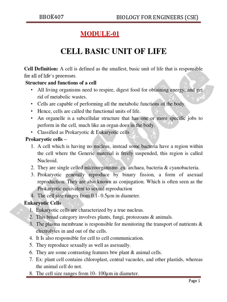 @vtucode - in BBOK407 Module 1 2022 Scheme | PDF | Lipid | Rna
