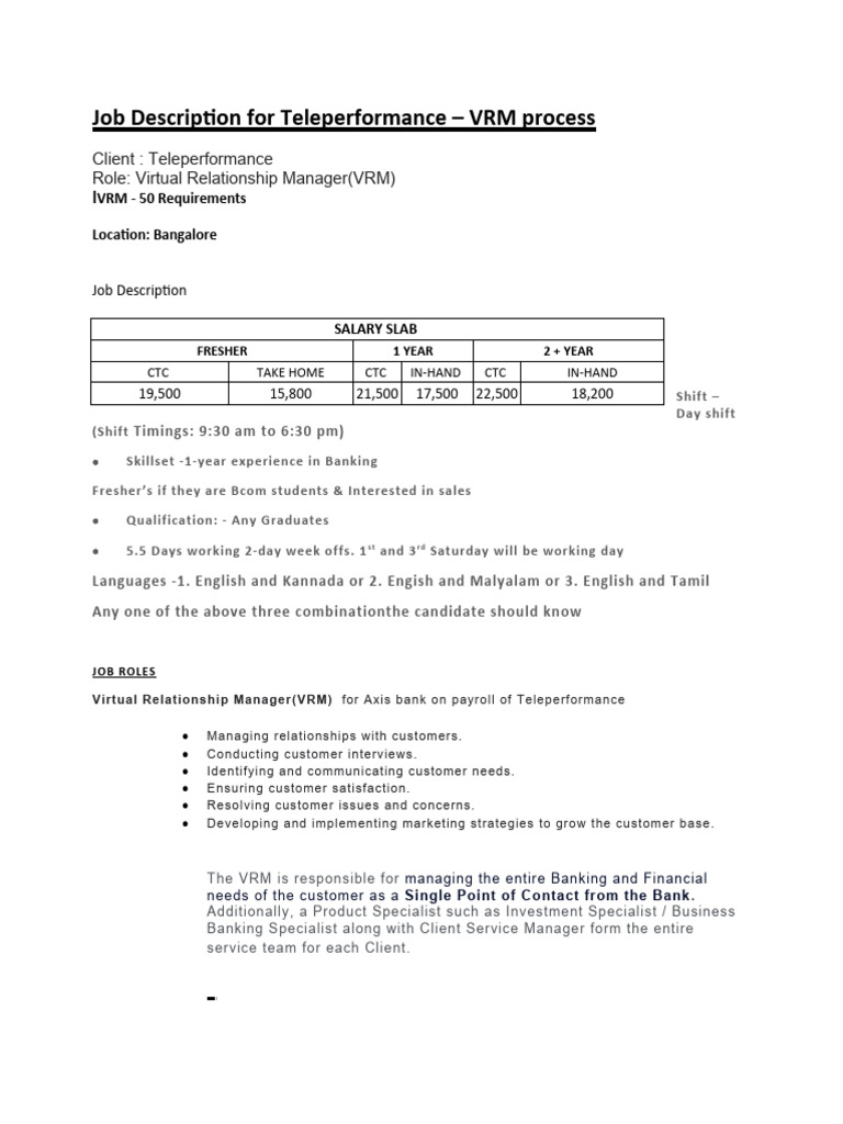 JD For VRM Process | PDF | Business Economics | Business