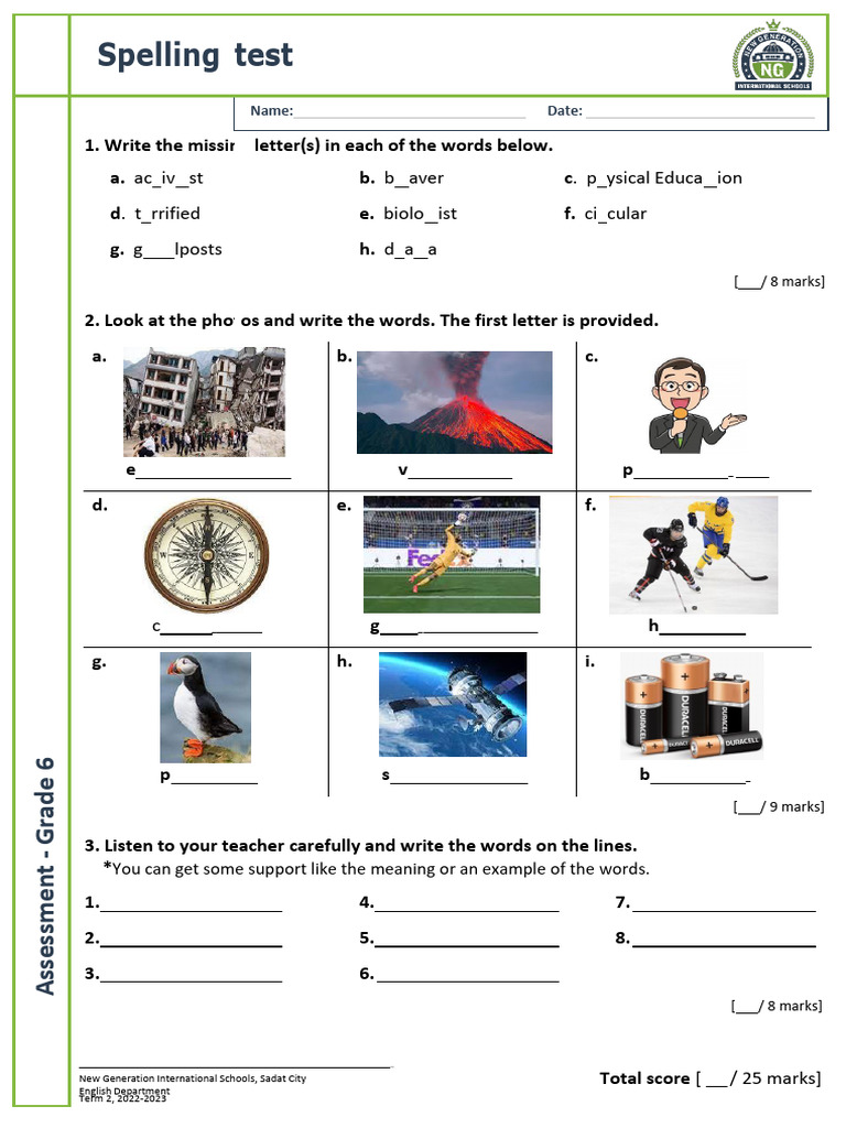 Spelling Test - Gr6 | PDF