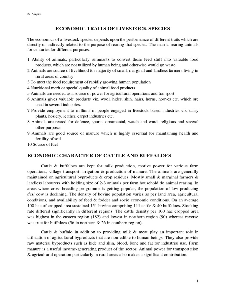 Economic Traits of Livestock Species | PDF | Sheep | Cattle