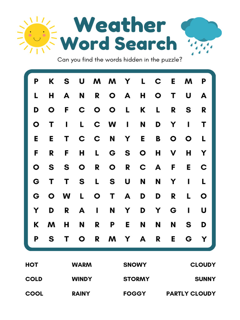 Weather Word Search Puzzle | PDF | Atmospheric Sciences | Earth Sciences