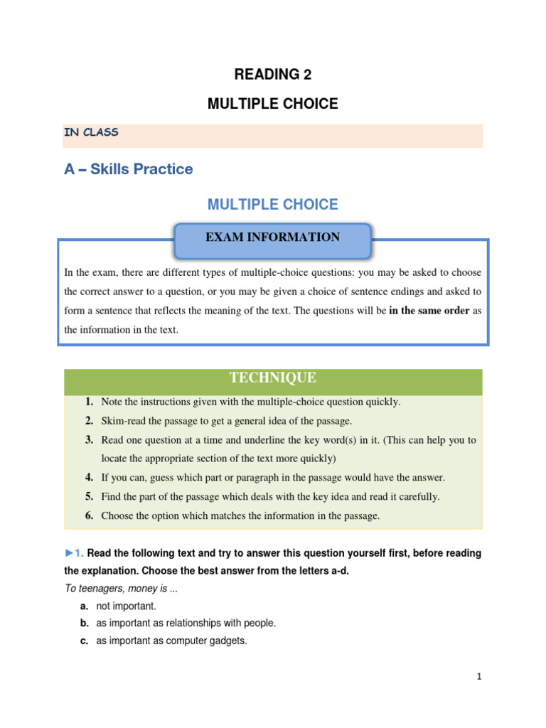 Reading 102 - in Class | PDF | Multiple Choice | Air Conditioning