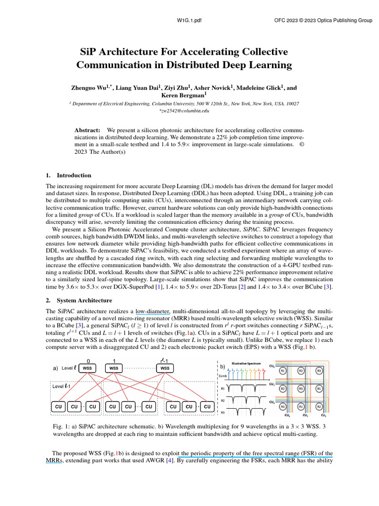 “SiP architecture for accelerating collective communication in ... “SiP architecture for accelerating collective communication in ...