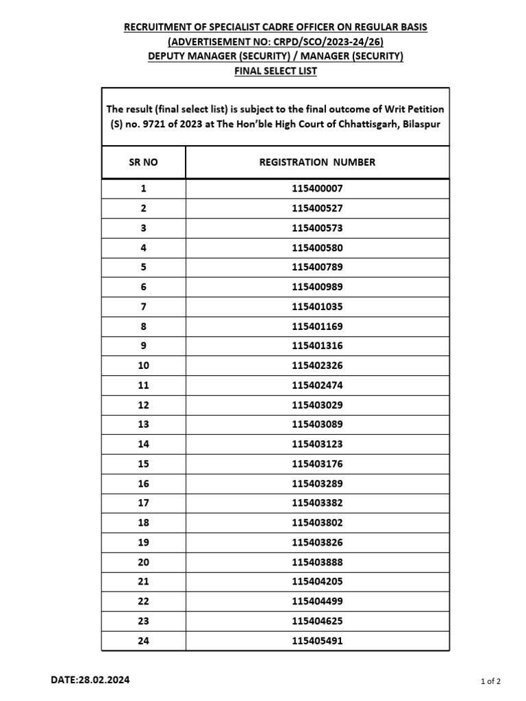 SCO26 - Select List - Revised | PDF
