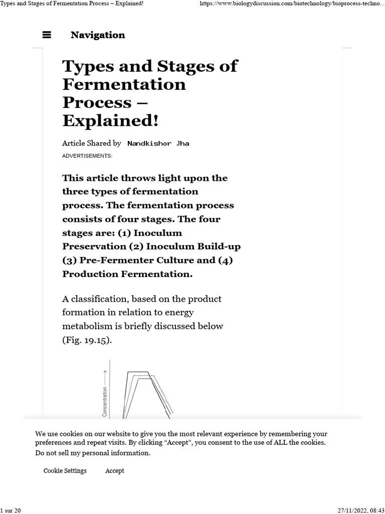 Types and Stages of Fermentation Process - Explained! | PDF ...
