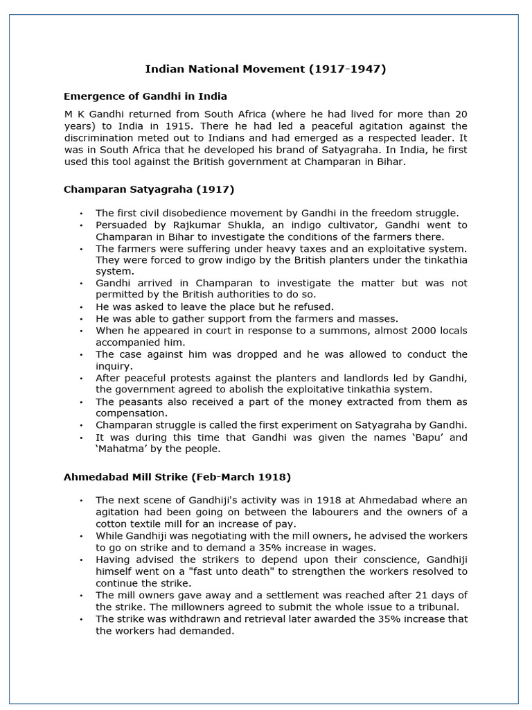 Indian National Movement | PDF | Partition Of India | Mahatma Gandhi