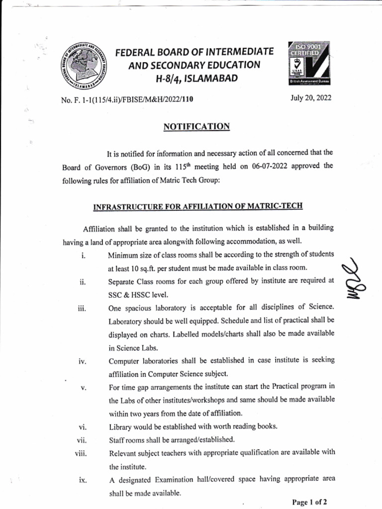 Infrastructure For Affilication Matric Tech Institues | PDF | Laboratories