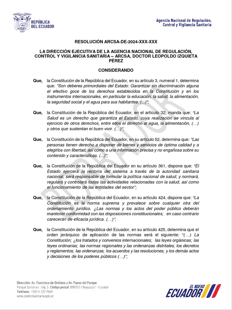 Borrador Reforma Parcial Resolucion Arcsa de 2022 016 Akrg | PDF | Alimentos | Leche