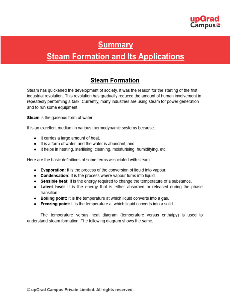 Steam+Formation+and+Applicaitons Summary | PDF | Steam | Phase Diagram